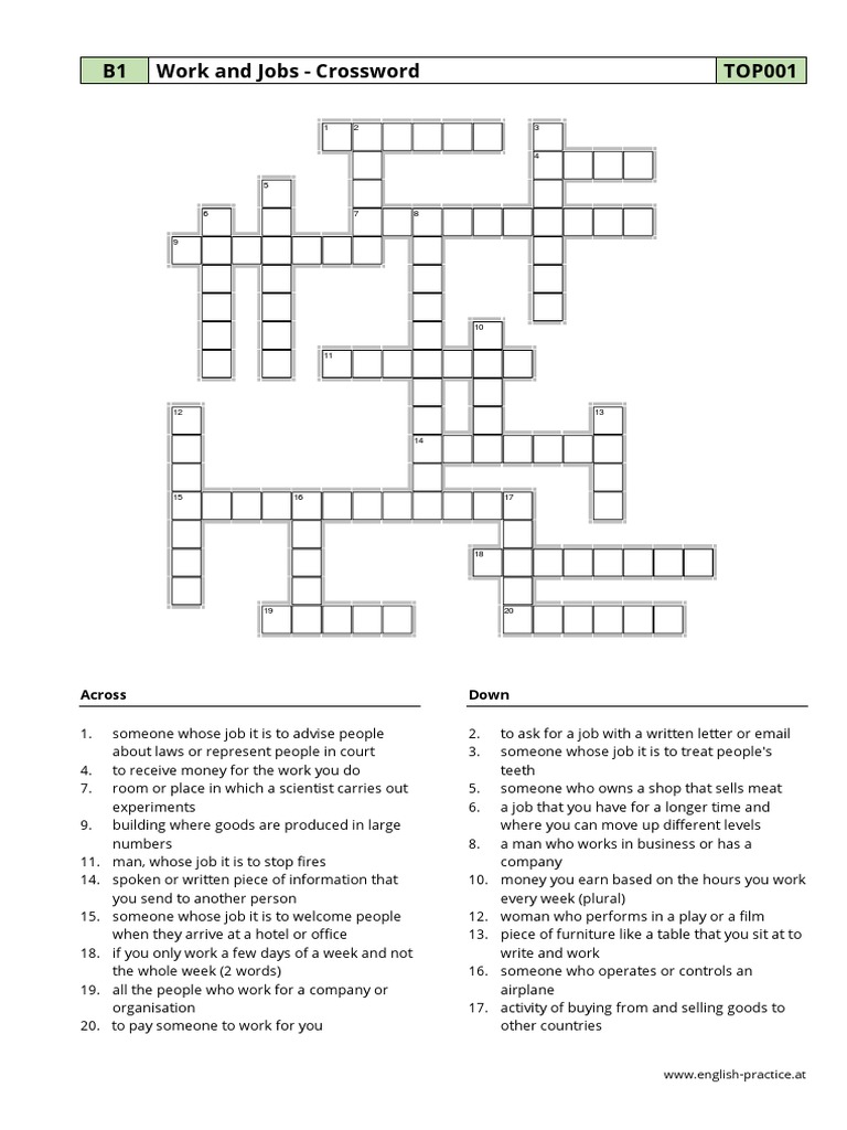 Jobs and Work - Topical Vocabulary - PDF Worksheet - B1 | PDF