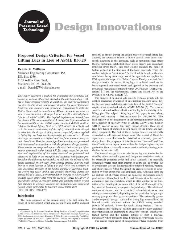 ASME B30.2 Lifting Lug | PDF | Strength Of Materials | Yield (Engineering)