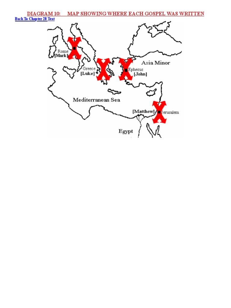 Diagram 10: Map Showing Where Each Gospel Was Written: Back To Chapter ...