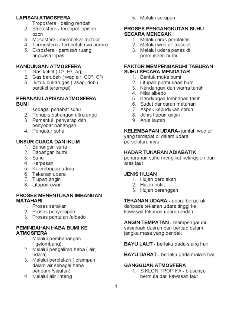 Nota Ringkas Geo Sem 2 | PDF
