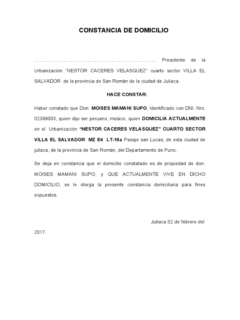 Constancia de Domicilio | PDF