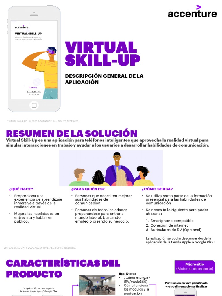 Accenture Virtual Skill Up App Overview ESP | PDF | Realidad virtual ...