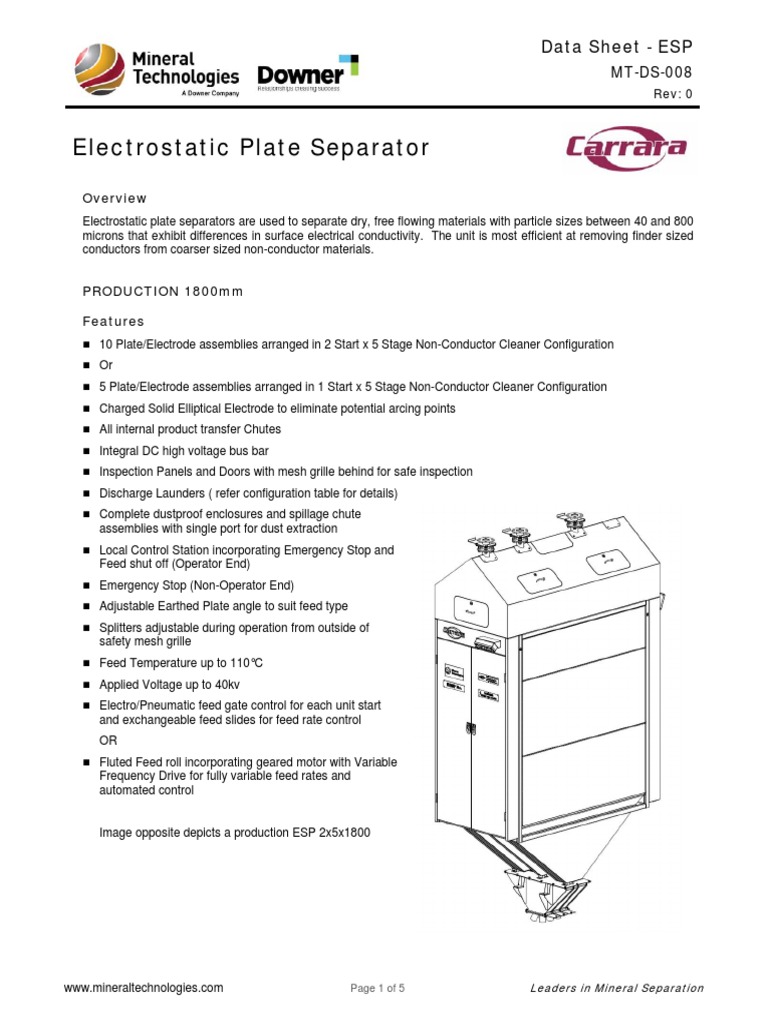 MT-DS-008 ESP Electrostatic Plate Separator | PDF | Electrostatics ...