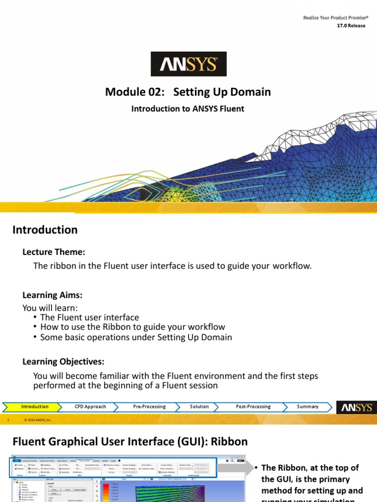 Module 02: Setting Up Domain: Introduction To ANSYS Fluent | PDF | Graphical User Interfaces ...