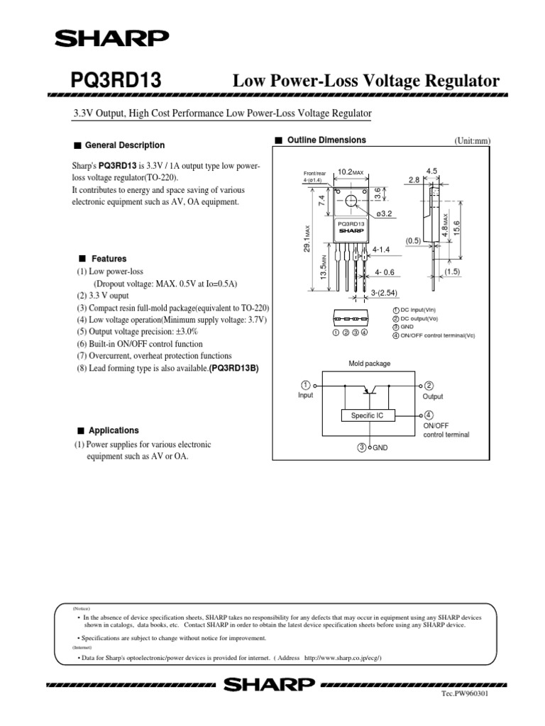 PQ3RD13: Low Power-Loss Voltage Regulator | PDF | Electrical Components ...