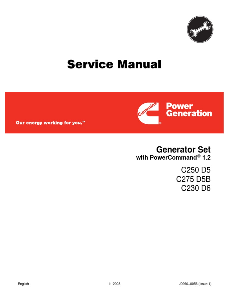 Cummins Onan C250 D5 C275 D5b C230 D6 Generator Set With Powercommand