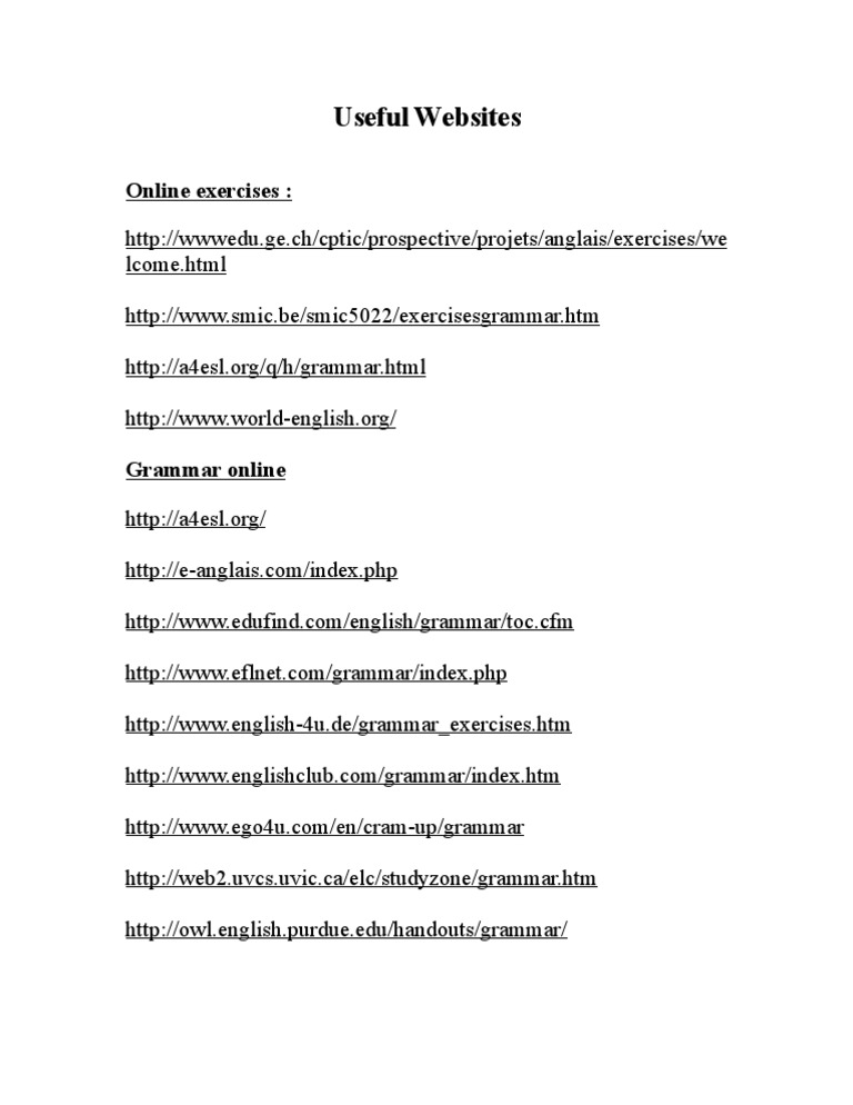 Useful Websites | PDF | Career & Growth | Technology & Engineering