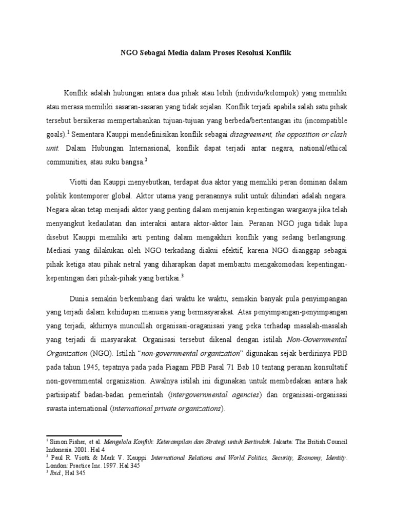 NGO Sebagai Media Dalam Proses Resolusi Konflik | PDF | Politik