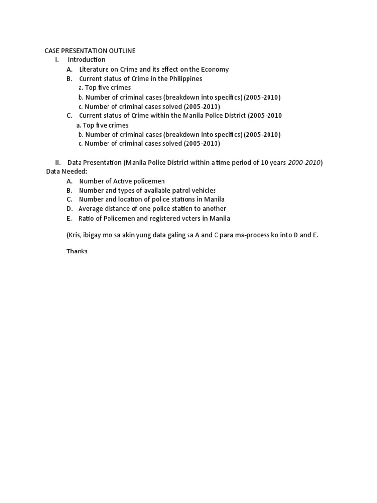 Case Presentation Outline | PDF