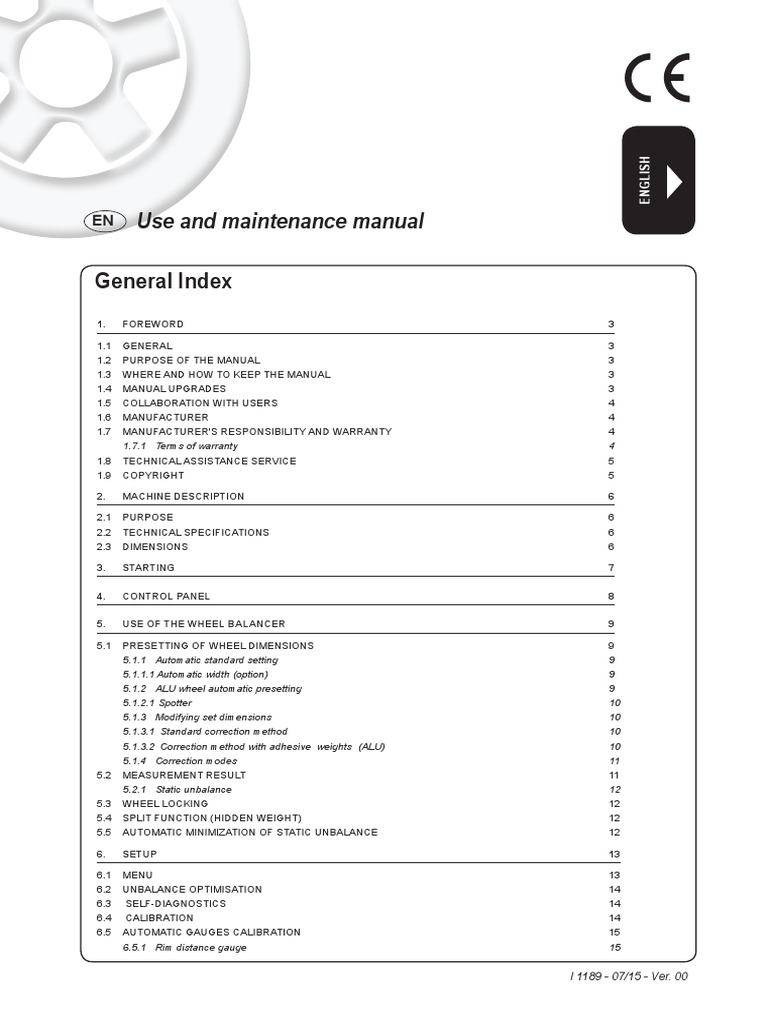 CEMB ER72TD Spotter Digital Wheel Balancer Manual | PDF | Calibration ...