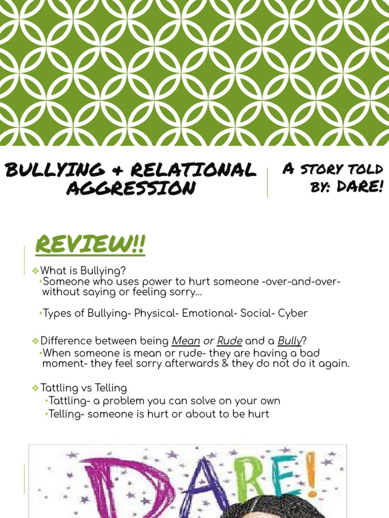 Bullying & Relational Aggression: A Story Told By: DARE! | PDF | Self ...