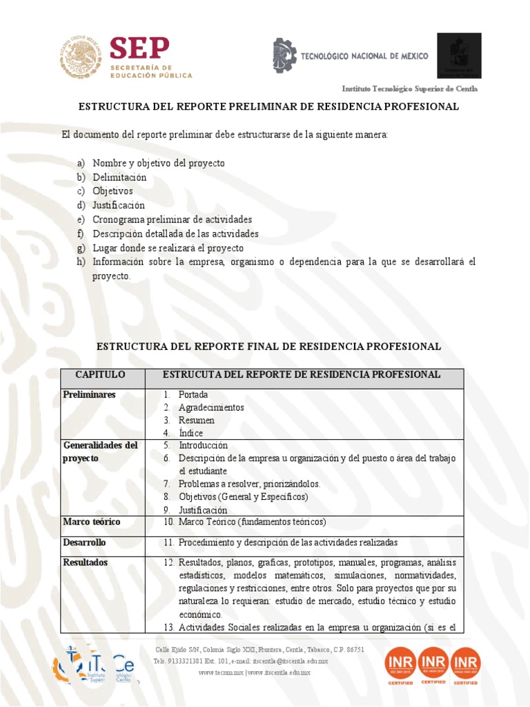 dg2m 014 Estructura Del Reporte Final de Residencia Profesional Rev00 051015 | PDF | Economias ...