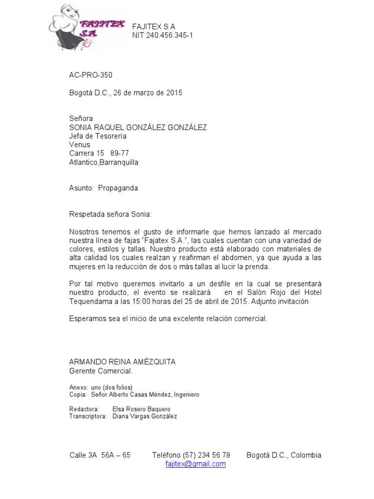 CARTA COMERCIAL Propaganda Terminada DESTINATARIOS KIM | PDF
