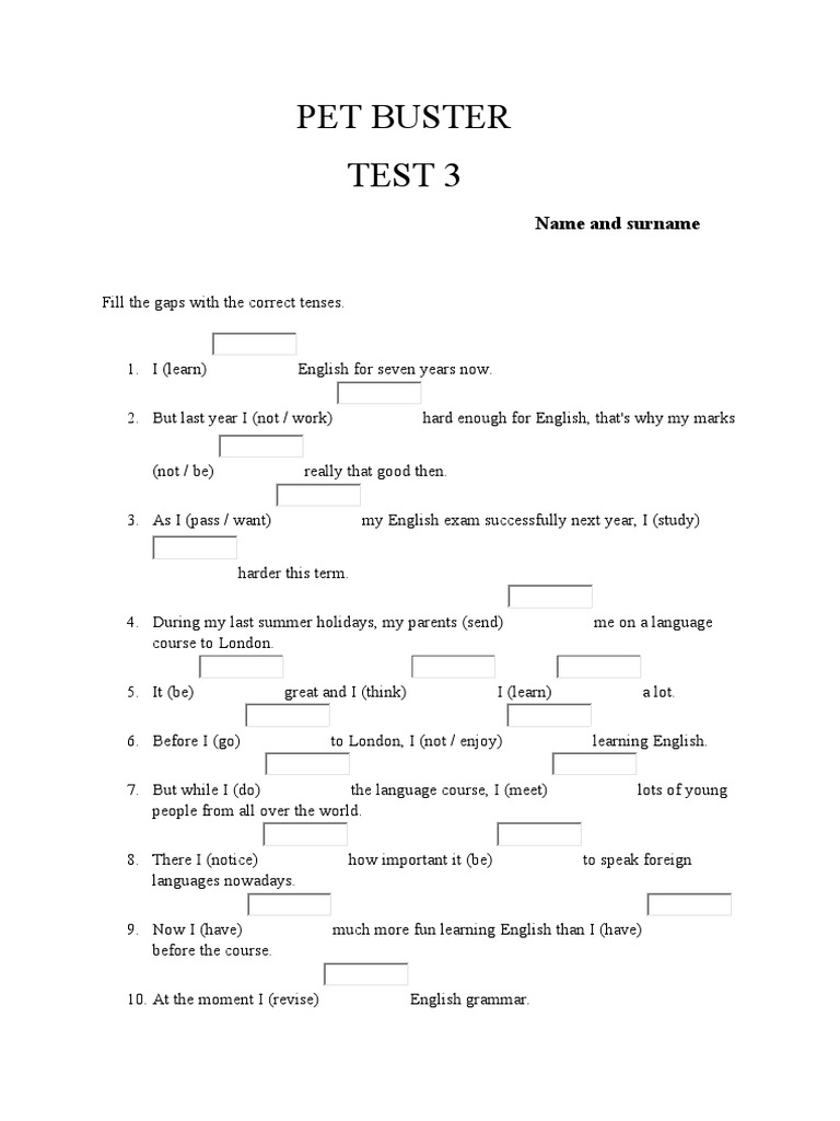 English Tenses Practice Exercise | PDF | Art