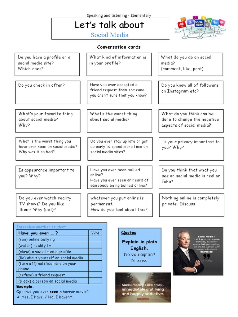 Lets Talk About Social Media Conversation Topics Dialogs - 114366 | PDF ...