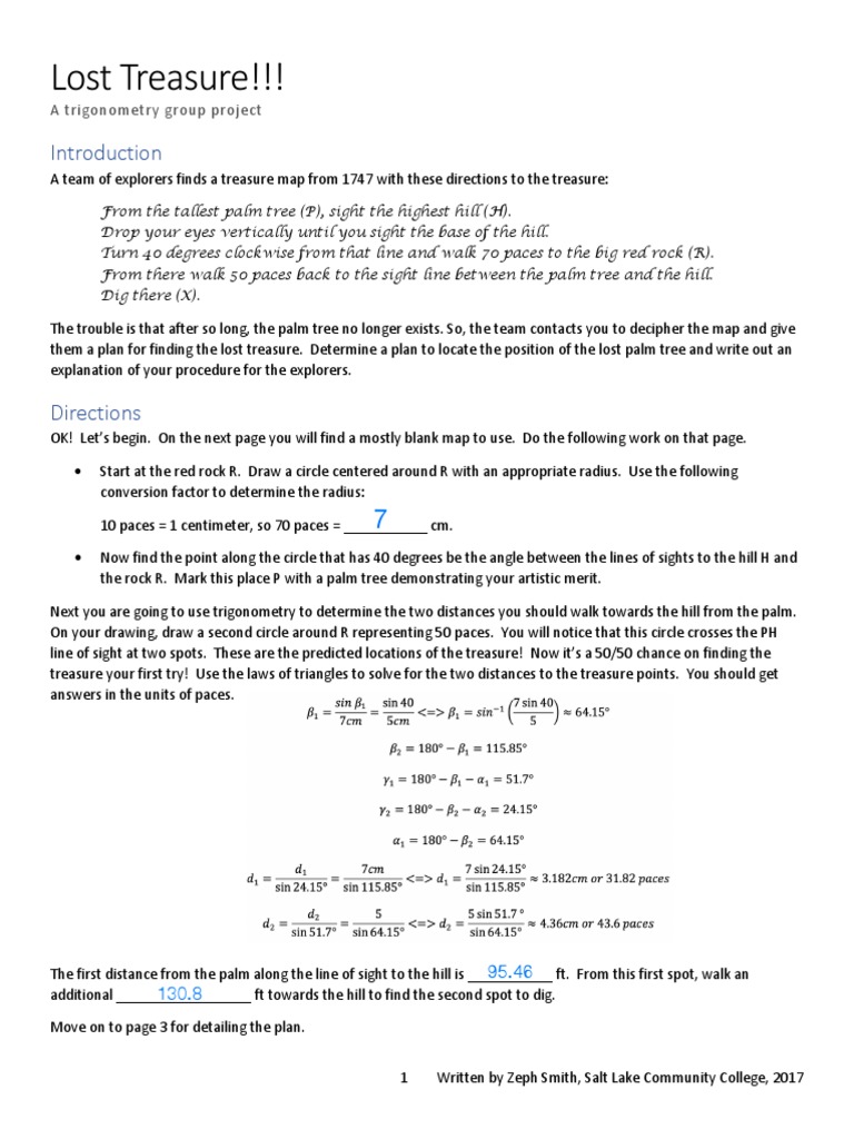 Treasure Map Trigonometry Project | PDF | Teaching Mathematics | Cognition