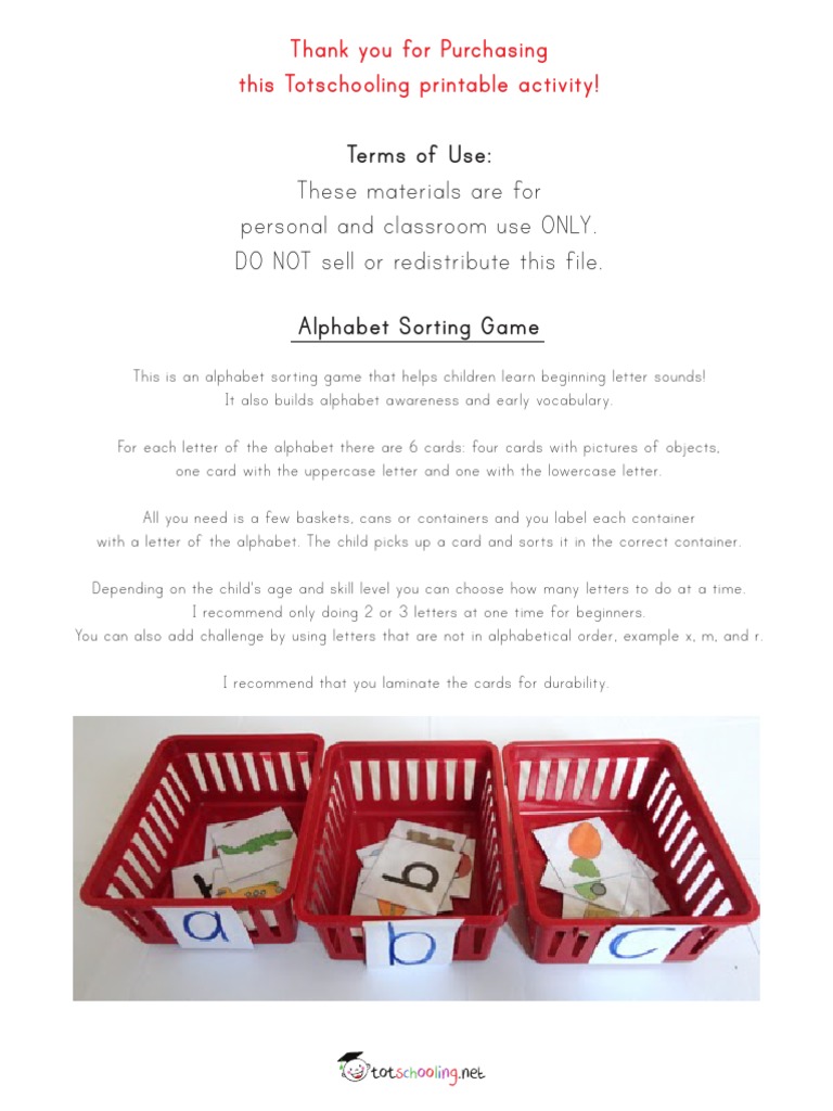 Alphabet Sorting Game | PDF | Language Arts & Discipline