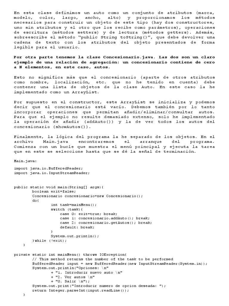 Ejemplo Agregacion Arraylist | PDF | Objeto (informática) | Java (lenguaje de programación)
