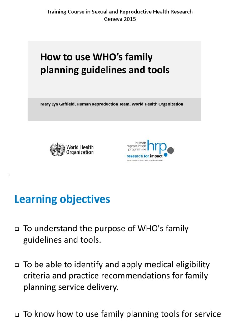 WHO Family Planning Guidelines Overview | PDF | Safe Sex | Birth Control