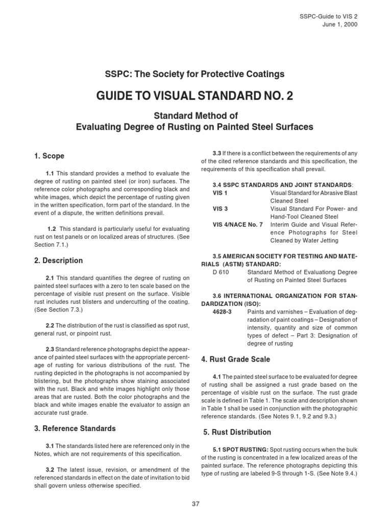 Guide To Visual Standard No. 2: SSPC: The Society For Protective ...