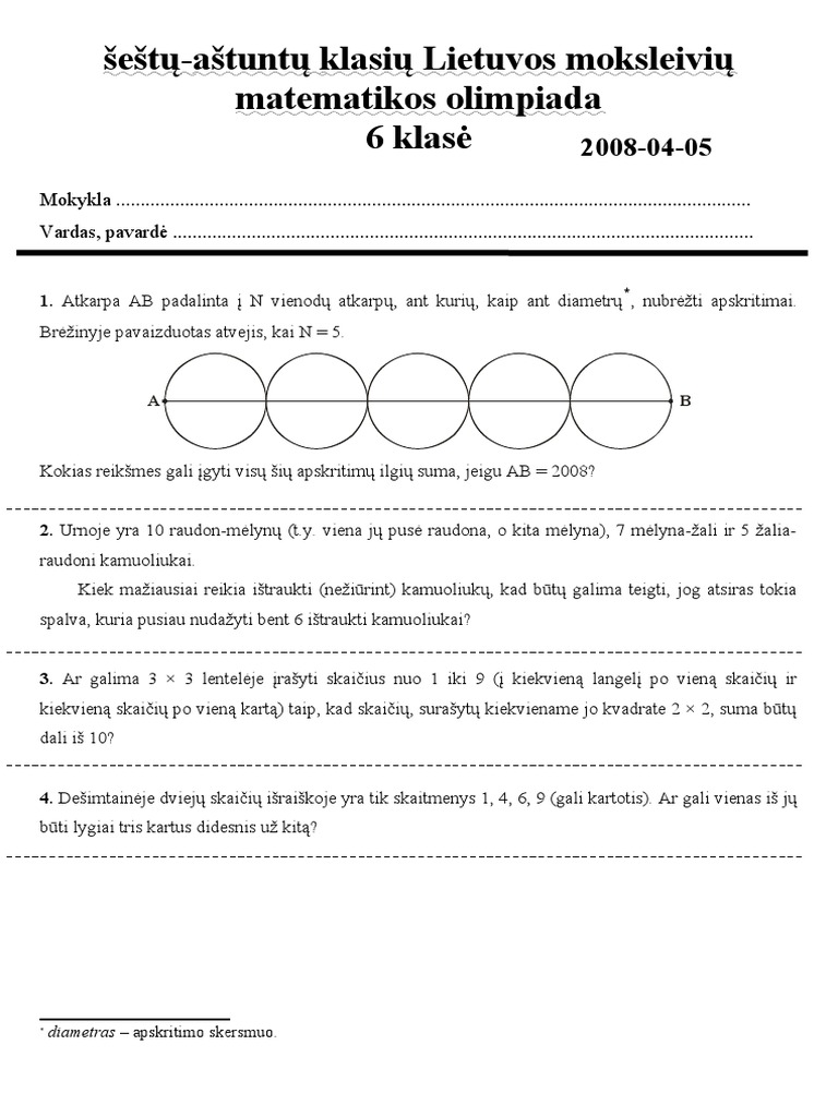 Olimpiados Uzduotys | PDF