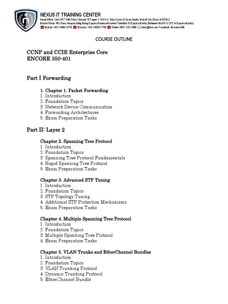 Course Outline CCNP and CCIE Enterprise Core ENCORE 350-401: Nexus It ...