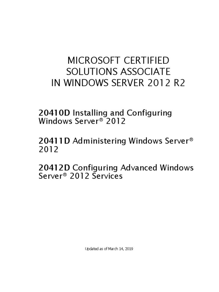 MCSA in Windows Server 2012 R2 Course Outline PDF | PDF | Group Policy ...