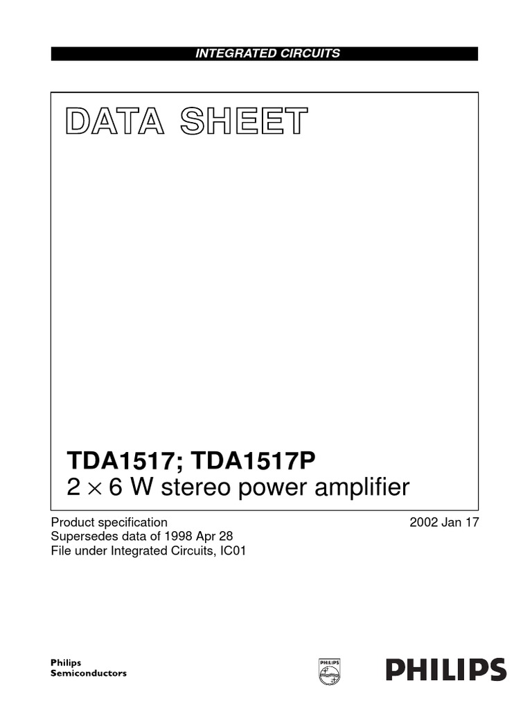 Data Sheet: TDA1517 TDA1517P | PDF | Amplifier | Computer Engineering