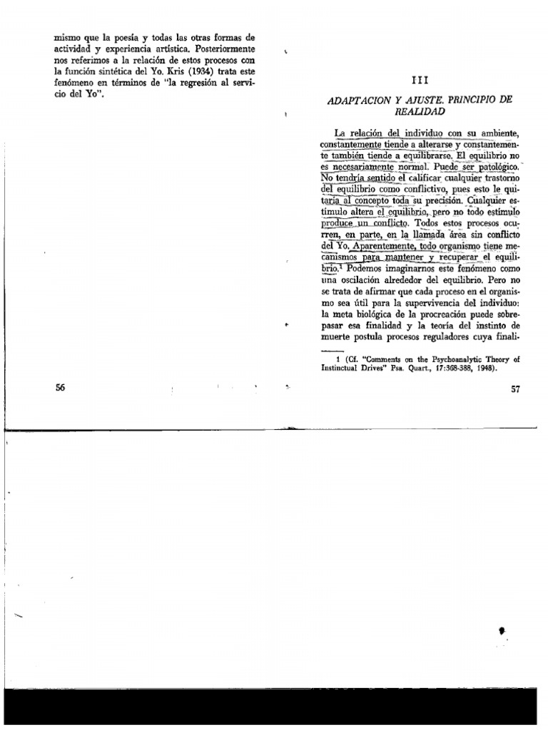 10-Adaptación y Ajuste. Principio de Realidad - Hartmann H. | PDF