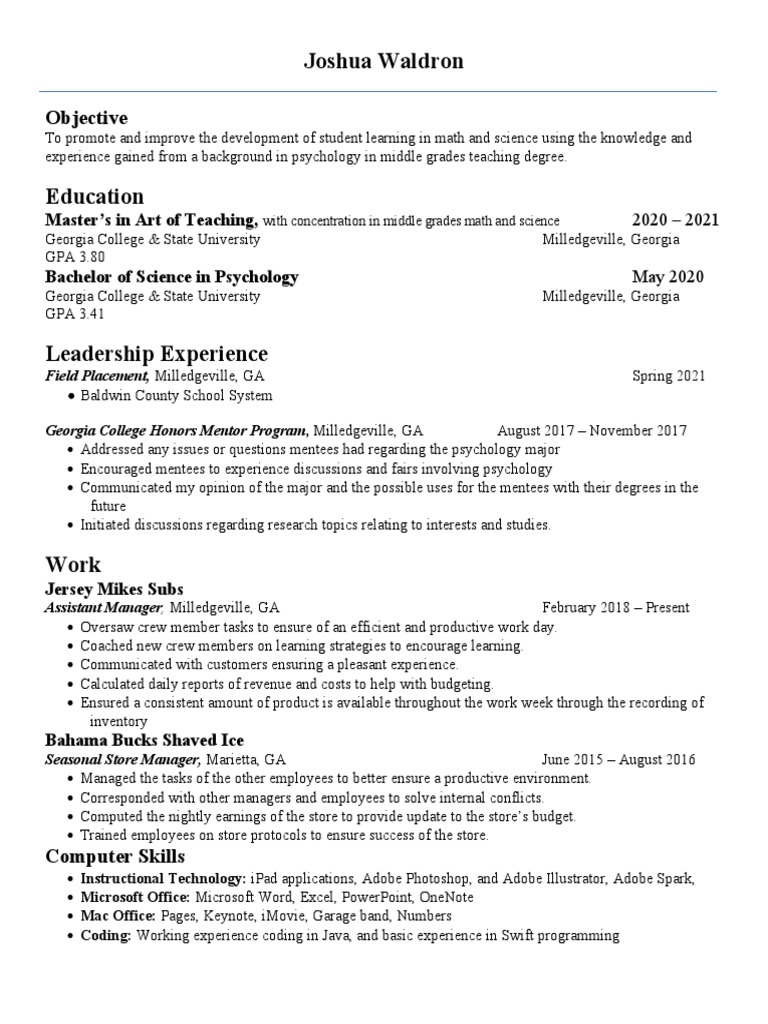 Resume Censored | PDF | Mentorship | Behavior Modification