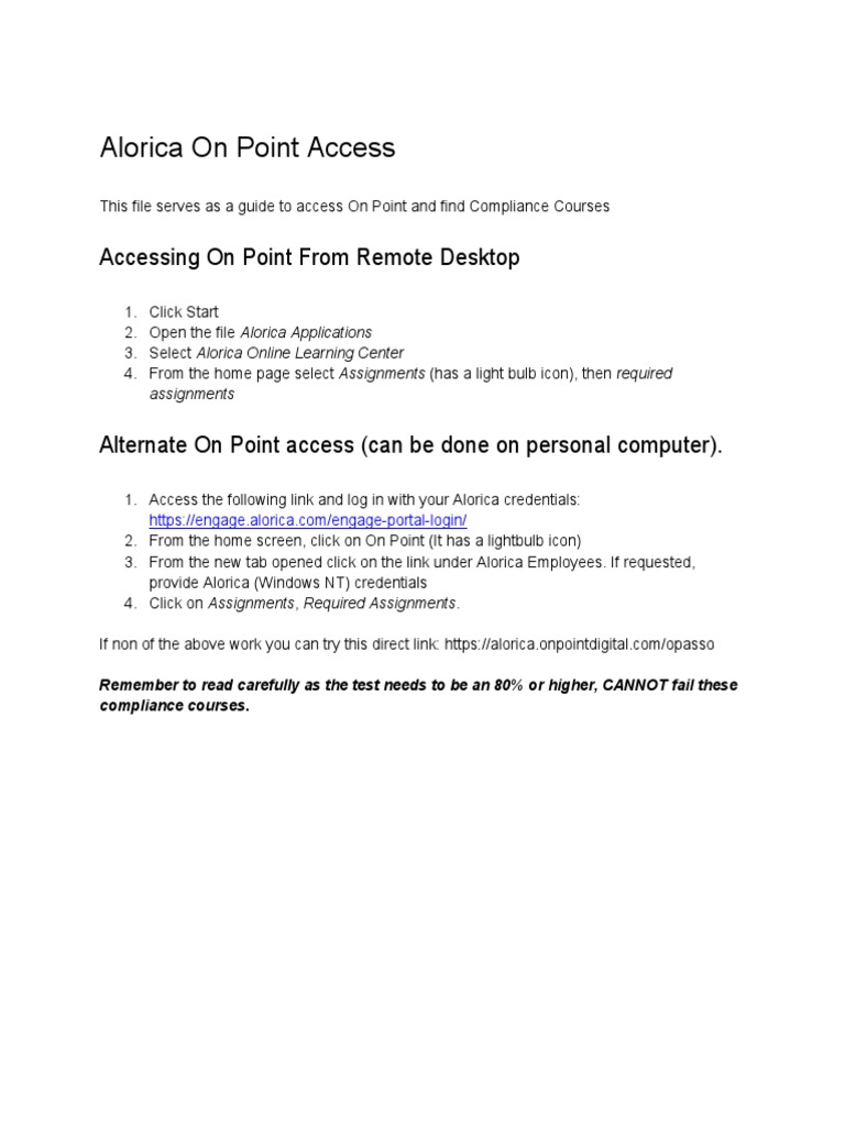 OnPoint Access Guide | PDF | Computers