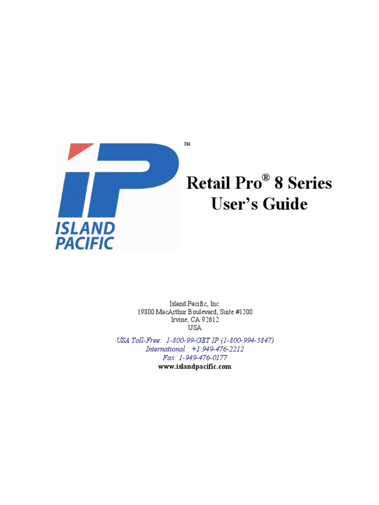 Retail Pro 8 Series User's Guide | PDF | Receipt | Point Of Sale