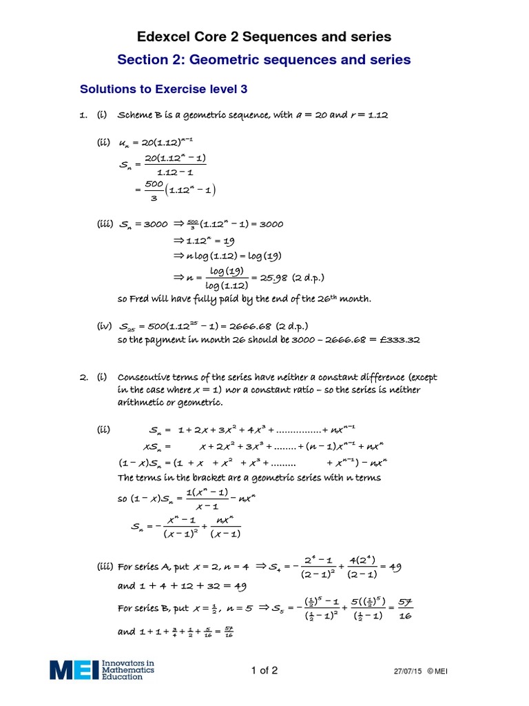 Section 2: Geometric Sequences and Series | PDF | Analysis | Numbers