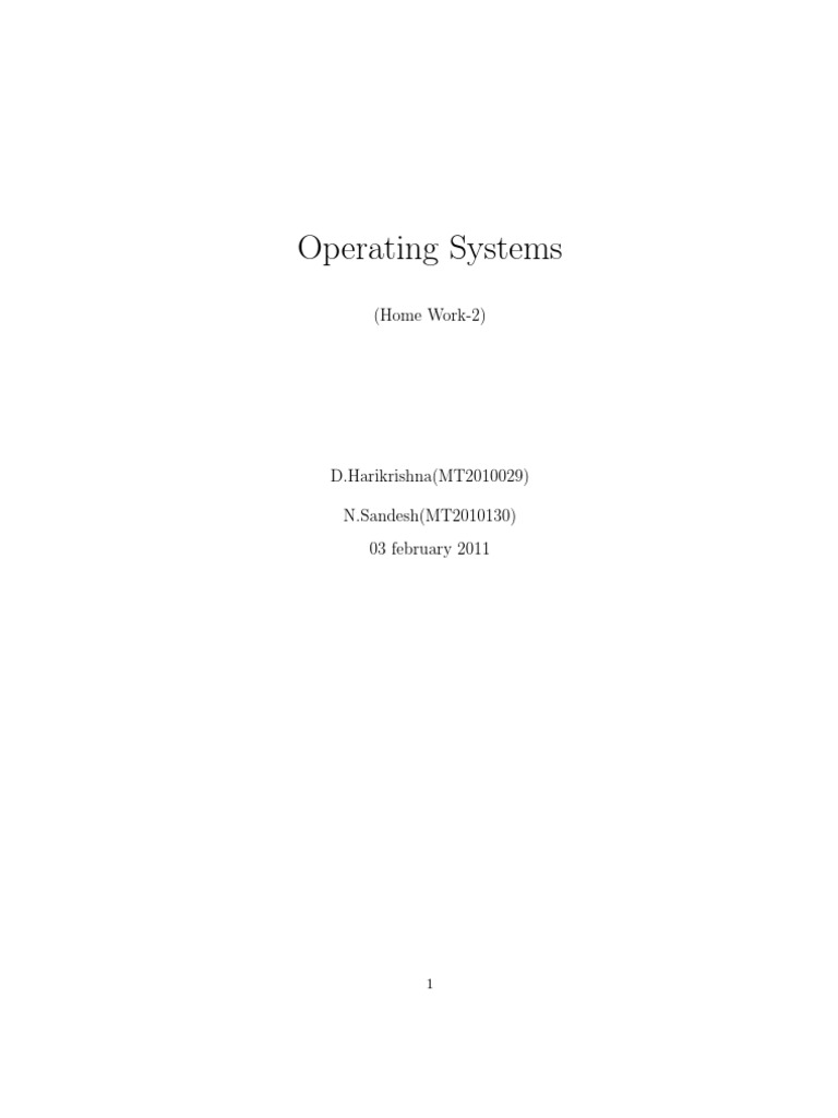 Operating Systems Homework Solutions To Questions On Processes Threads And Mutual Exclusion