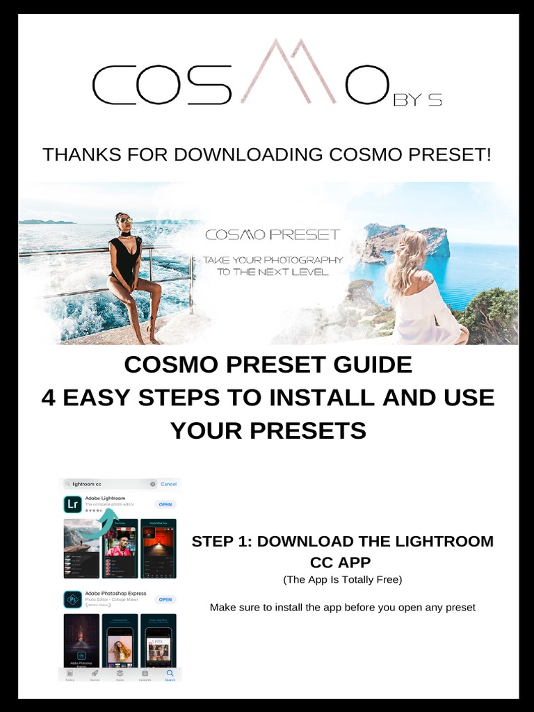 Cosmo Preset Guide 4 Easy Steps To Install and Use Your Presets | PDF | Software | Computing