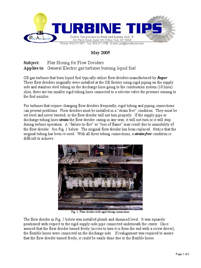 May 2005 Subject: Flex Hosing For Flow Dividers Applies To: General ...