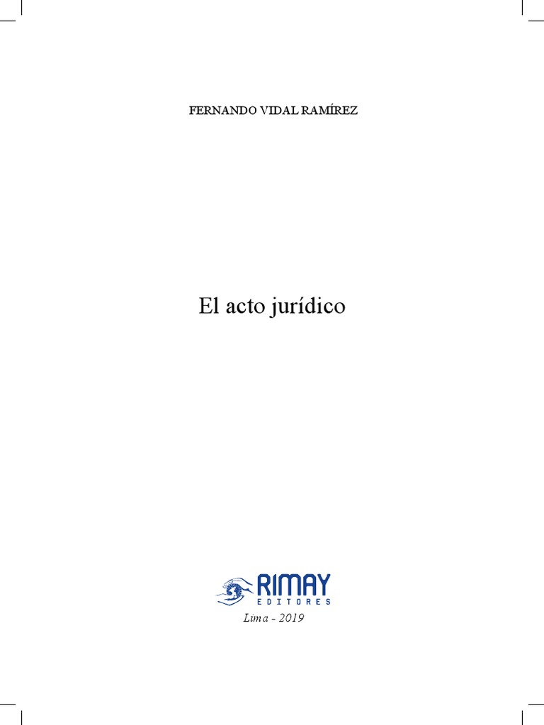 El Acto Juridico Fernando Vidal Ramirez PDF | PDF | Nulo (ley ...