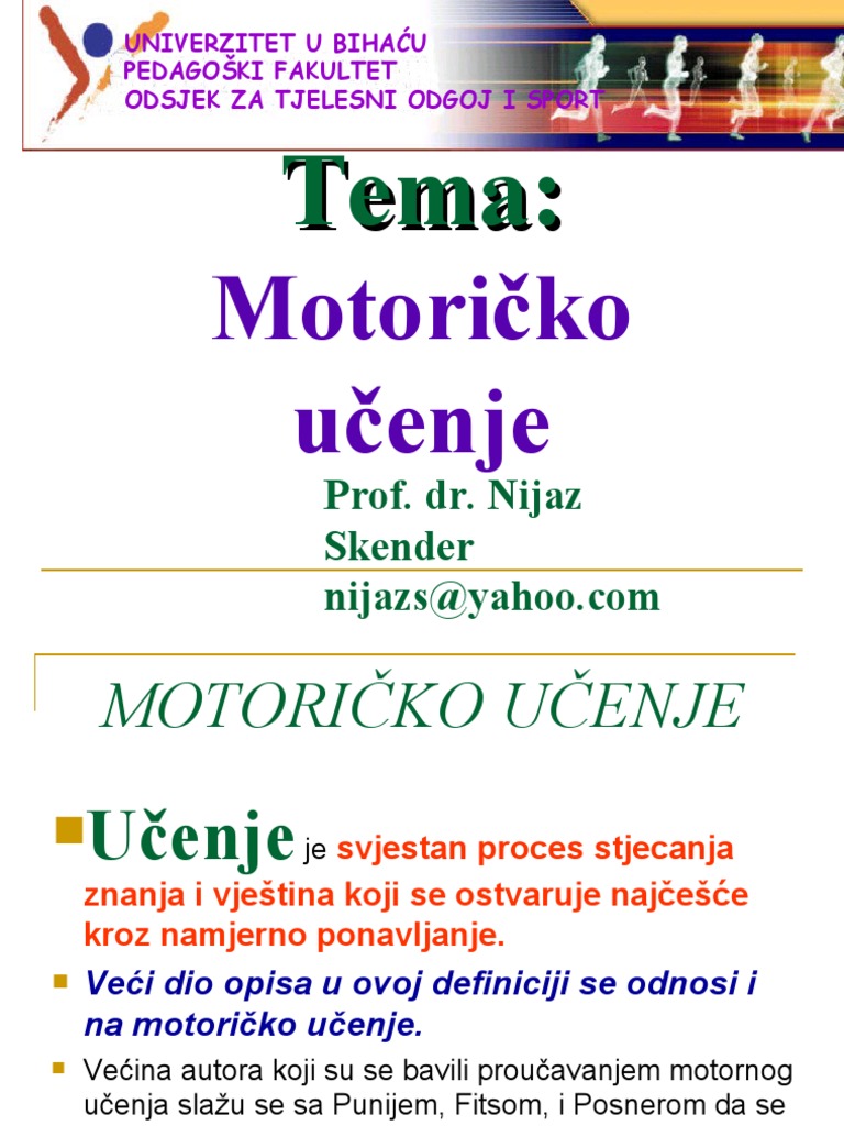 Osnovna Motorika Motoricko Ucenje | PDF