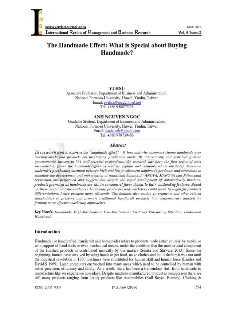 The Handmade Effect: What Is Special About Buying Handmade?: I R M B R ...