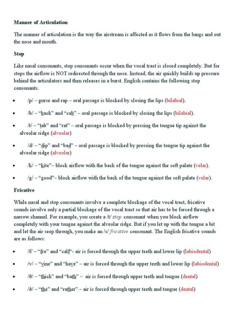 Manner of Articulation Explained: Stops, Fricatives, Affricates and ...