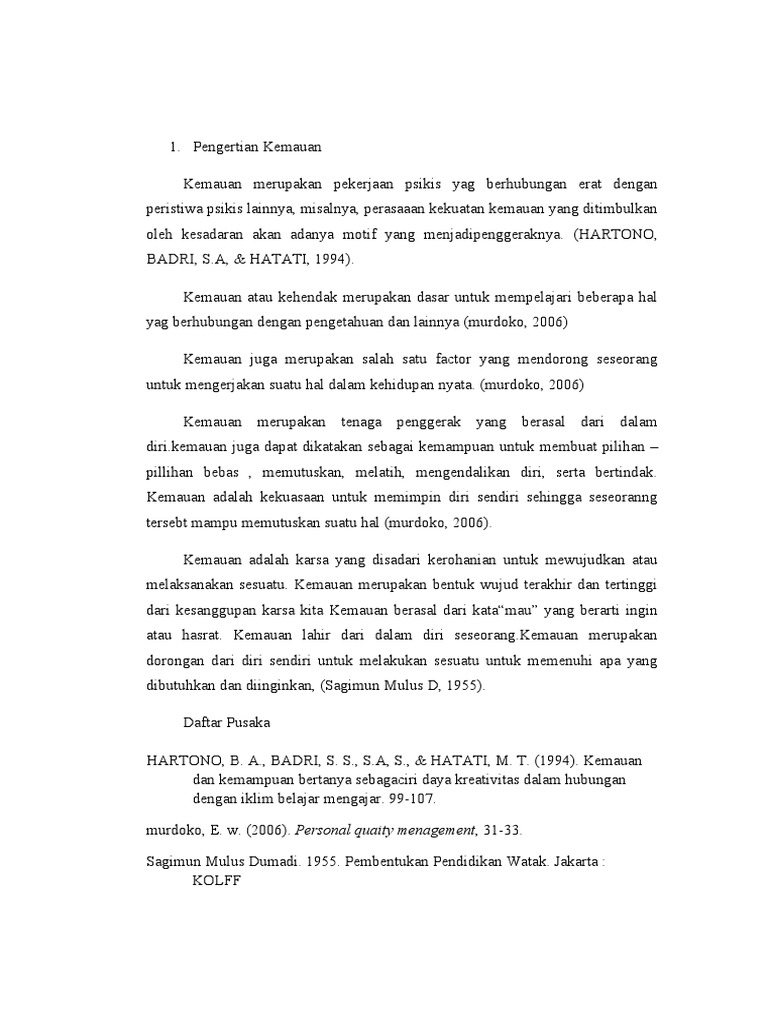 Pengertian Kemauan | PDF