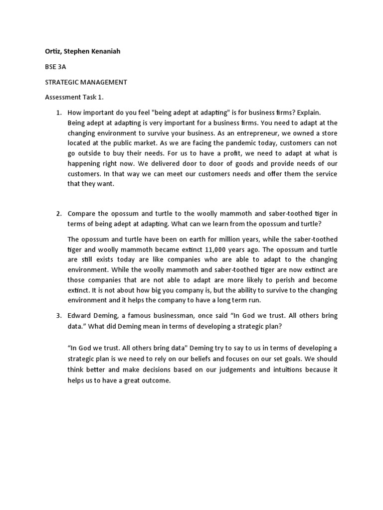 Strategic Management Task 1 | PDF