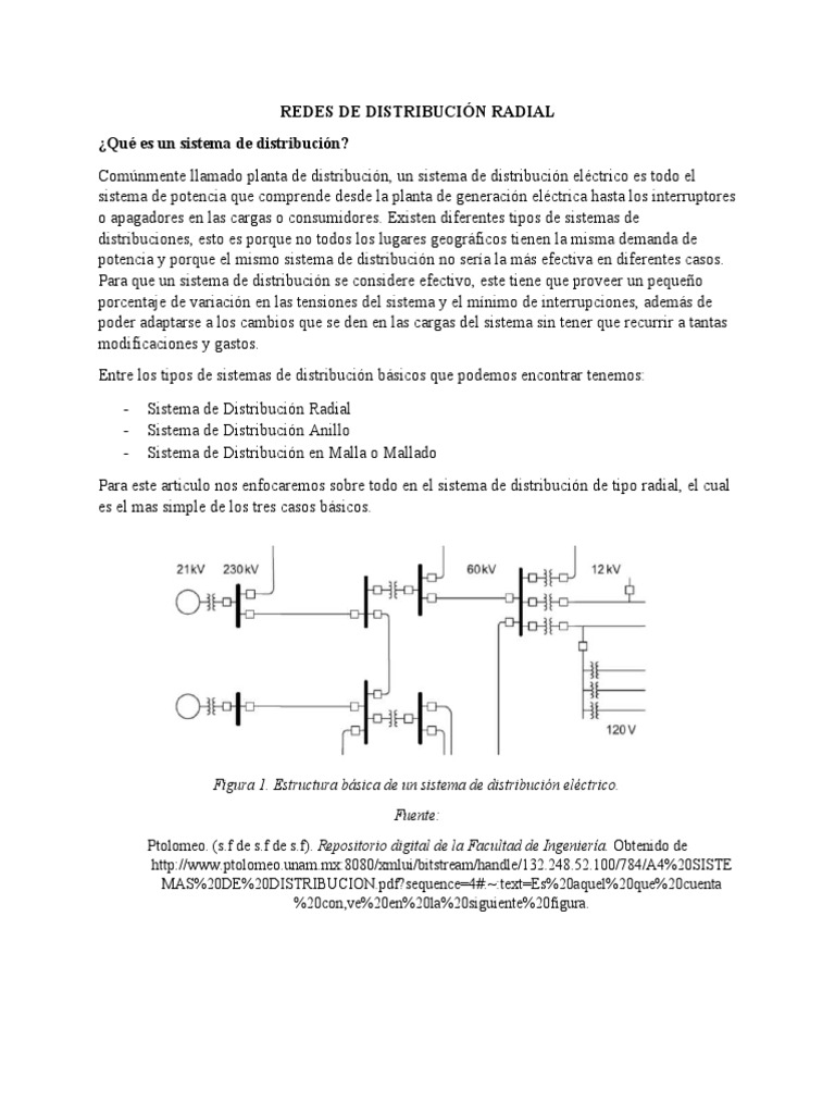 Tipos de Redes de Distribución Radial | PDF | Red eléctrica ...