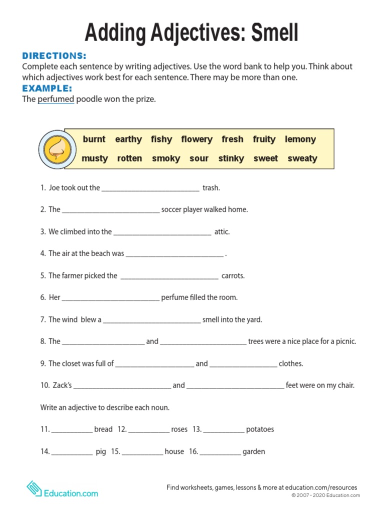 Adding Adjectives: Smell | PDF | Linguistic Morphology | Syntactic ...
