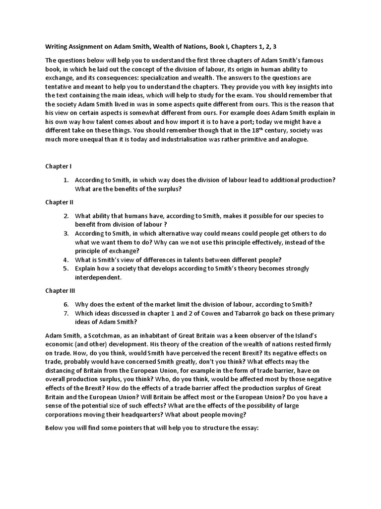 Assignment Adam Smith 2020 | PDF | Adam Smith | Division Of Labour