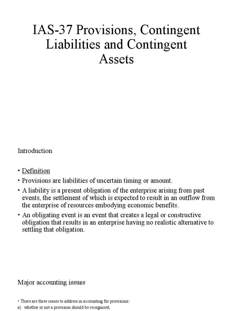IAS-37 Provisions, Contingent Liabilities and Contingent Assets | PDF ...