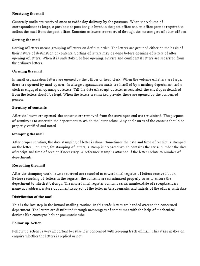 The Mail Handling Process: An Overview of Receiving, Sorting, Opening ...