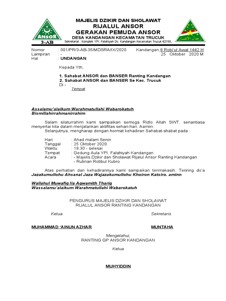 Rijalul Ansor Gerakan Pemuda Ansor: Majelis Dzikir Dan Sholawat | PDF