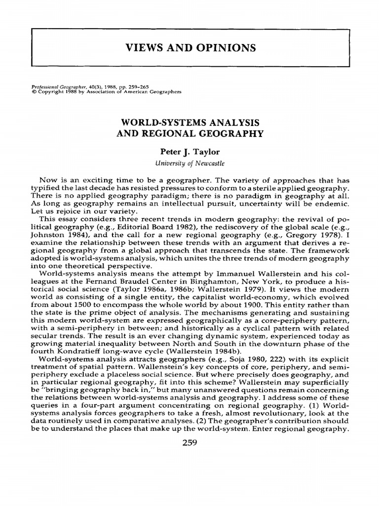 Views and Opinions: World-Systems Analysis and Regional Geography | PDF ...