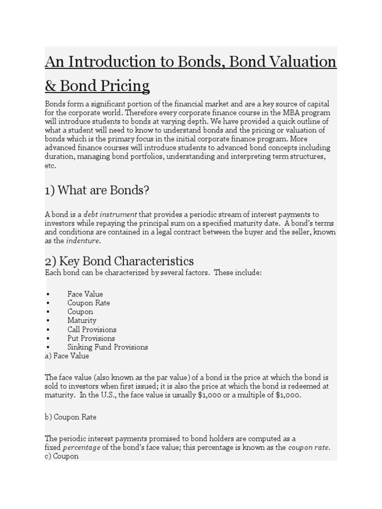An Introduction To Bonds | PDF | Bonds (Finance) | Yield (Finance)